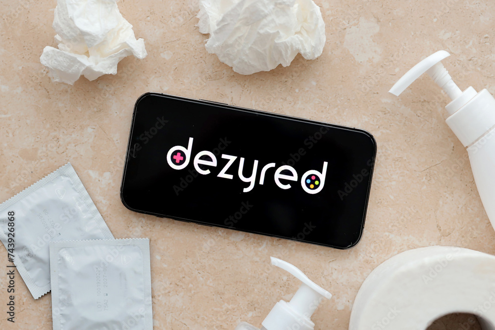 KYIV, UKRAINE - JANUARY 23, 2024 Dezyred adult content website logo on ...