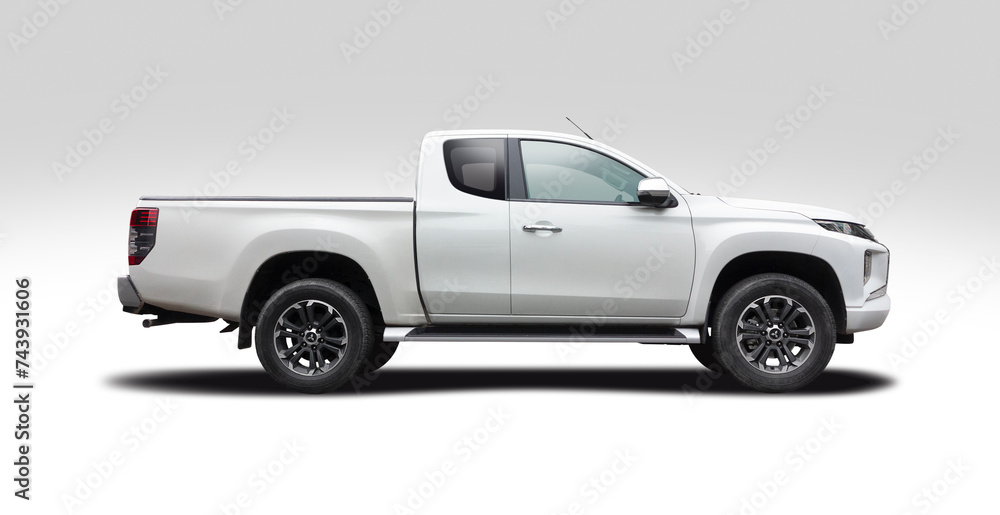 Mitsubishi L200 pickup truck side view isolated on white background ...