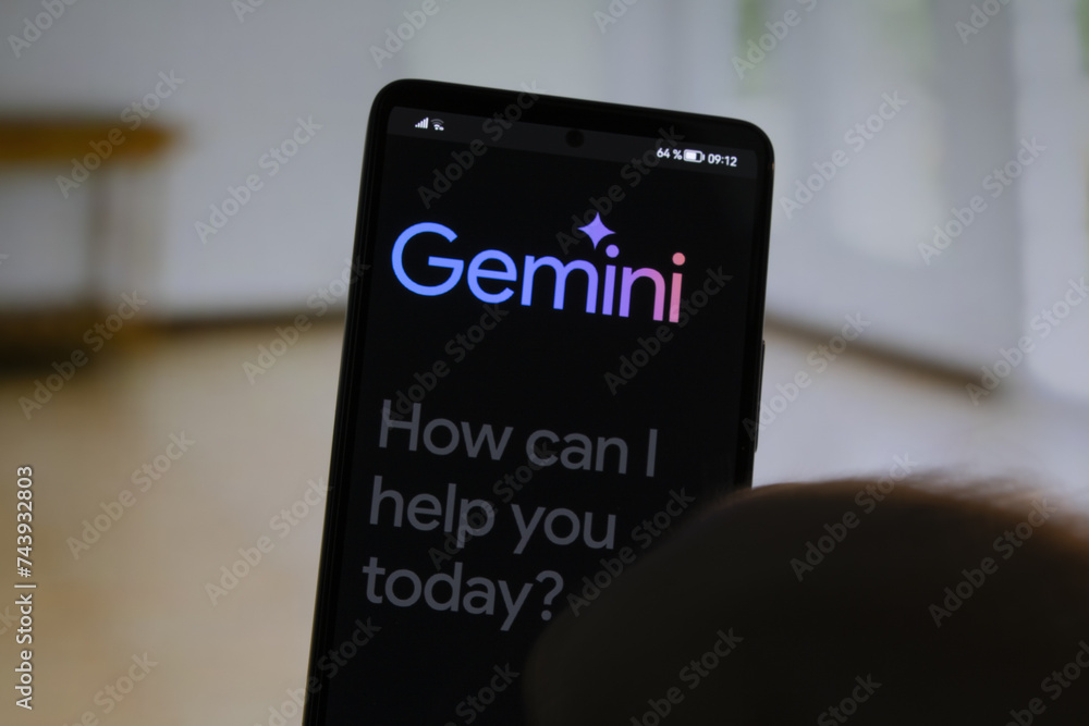 February 23th 2024, A student open Gemini on his phone. Google Bard ...