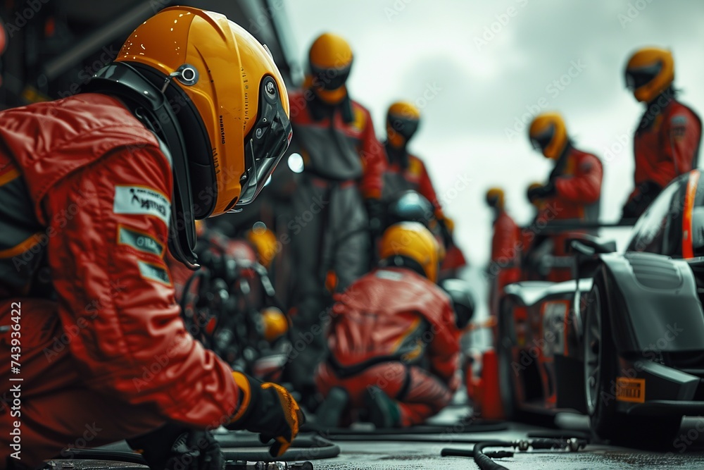 Experience the epitome of teamwork as a professional pit crew springs ...