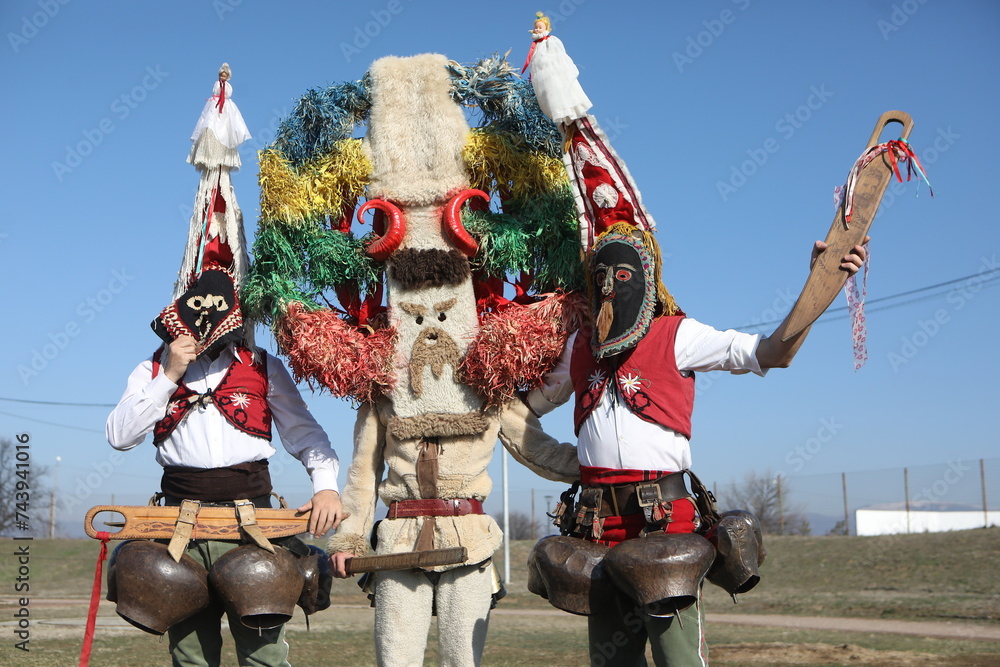 Poster People called Kukeri parade in masks and ritual costumes ...