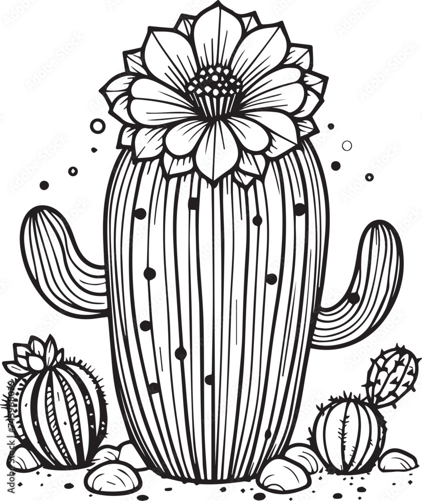 Drawing black and white, simple cactus drawing black and white cute cactus clipart black and ...