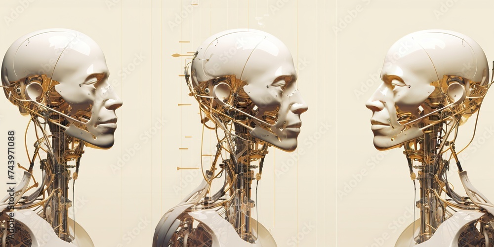 minimalistic design A cyborg robot, blending human and machine elements ...