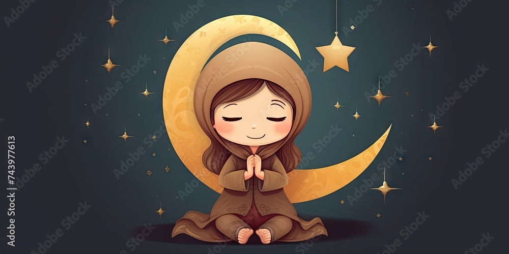 The theme of Eid-al-Adha, the Feast of Sacrifice. Illustration of a ...