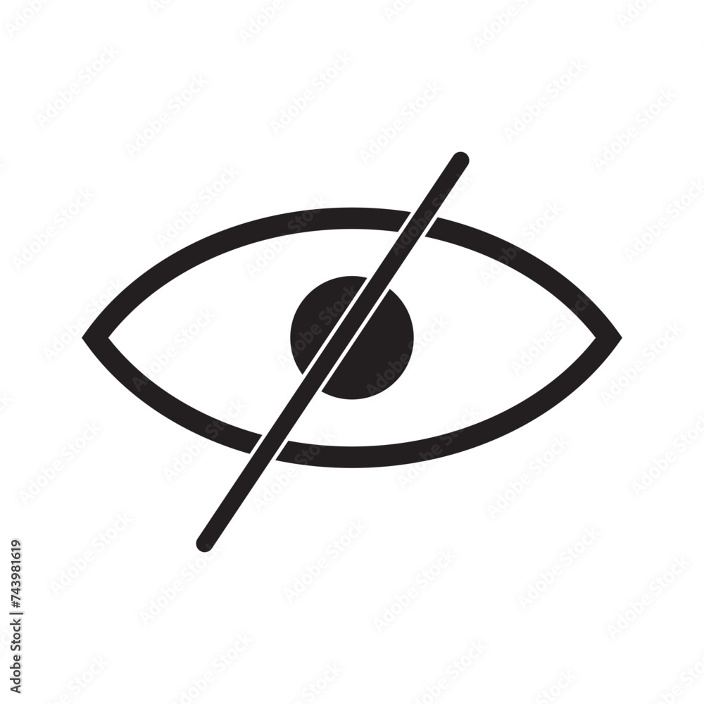 Eye icon set. Eye and crossed eye signs. See and unsee symbol. Hide or ...