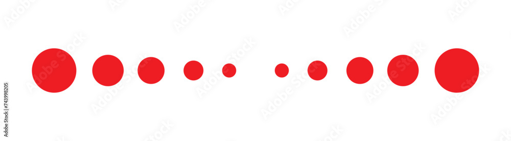 Dot line. Dotted divider pattern. Circle point pattern. Black graphic ...