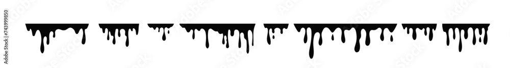 Black drop geometric streak sticker. Melted grunge blank frame label ...