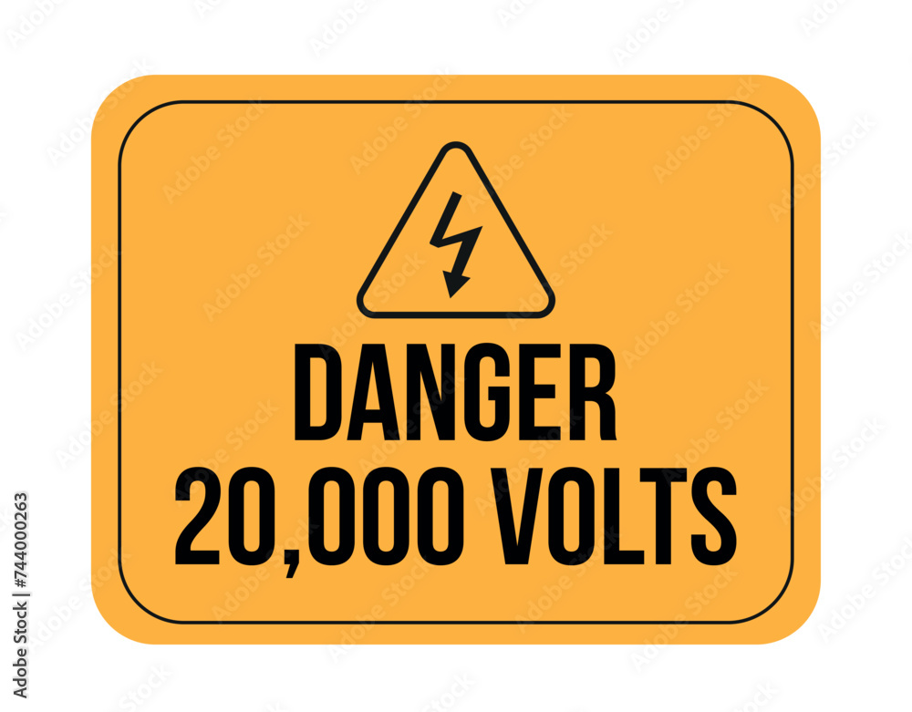 20000 volts. Danger, electricity and high voltage. Warning vector ...