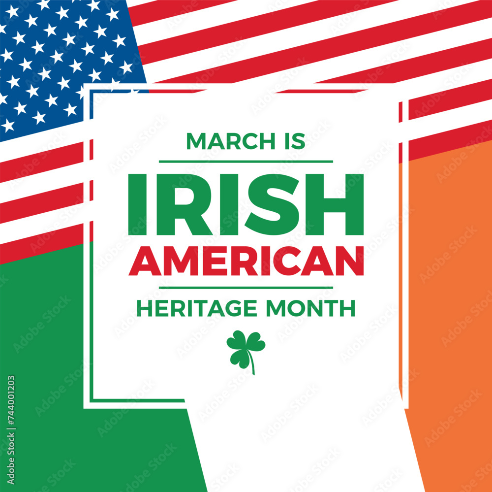 March is Irish American Heritage Month poster vector illustration ...