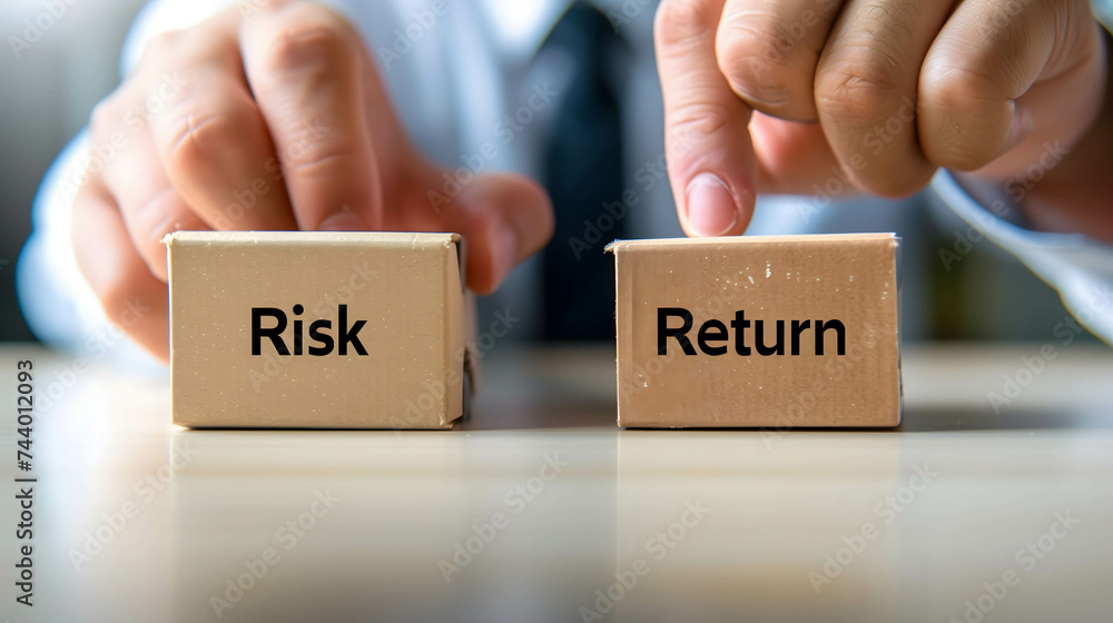 risk and return management concept, Businessmen managing risk and ...