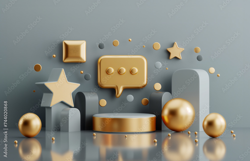 3d render illustration of positive customer feedback with composition ...