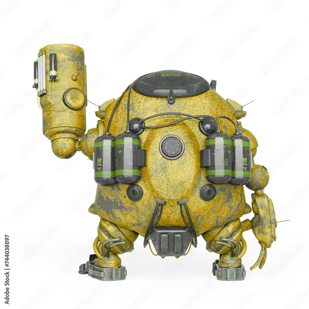 heavy metal mech ball have a gun on white background in rear view Stock ...