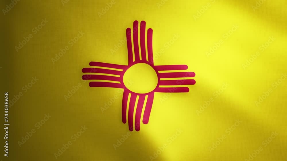 New Mexico flag with fabric texture that moves in the wind. Smooth ...