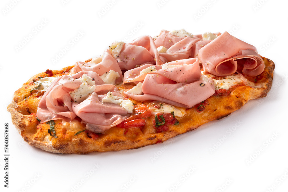 Deliziosa pinsa romana condita con sugo, mozzarella di bufala e ...