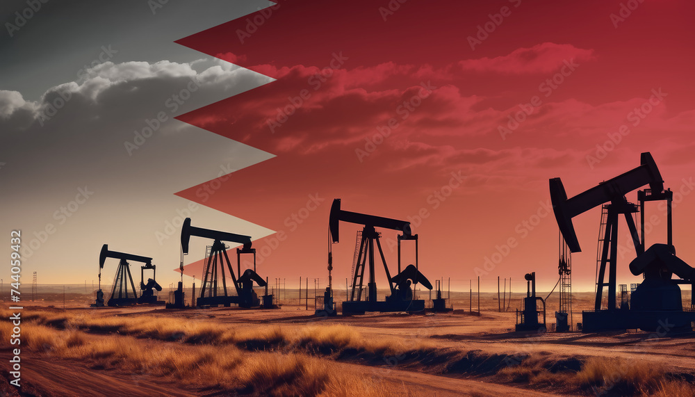 Oil production in the Bahrain. Oil platform on the background of the ...