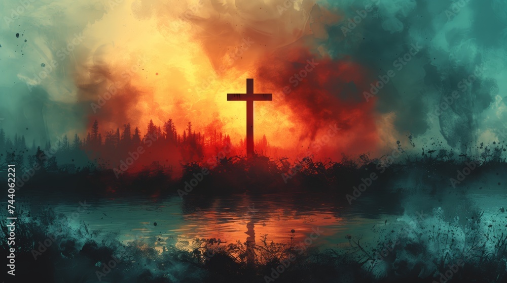 Jesus dies in the cross. Crucifixion and Death of Jesus Christ Stock ...