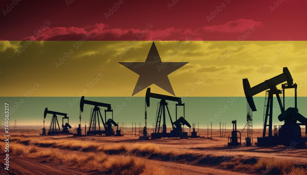 Oil production in the Ghana. Oil platform on the background of the ...