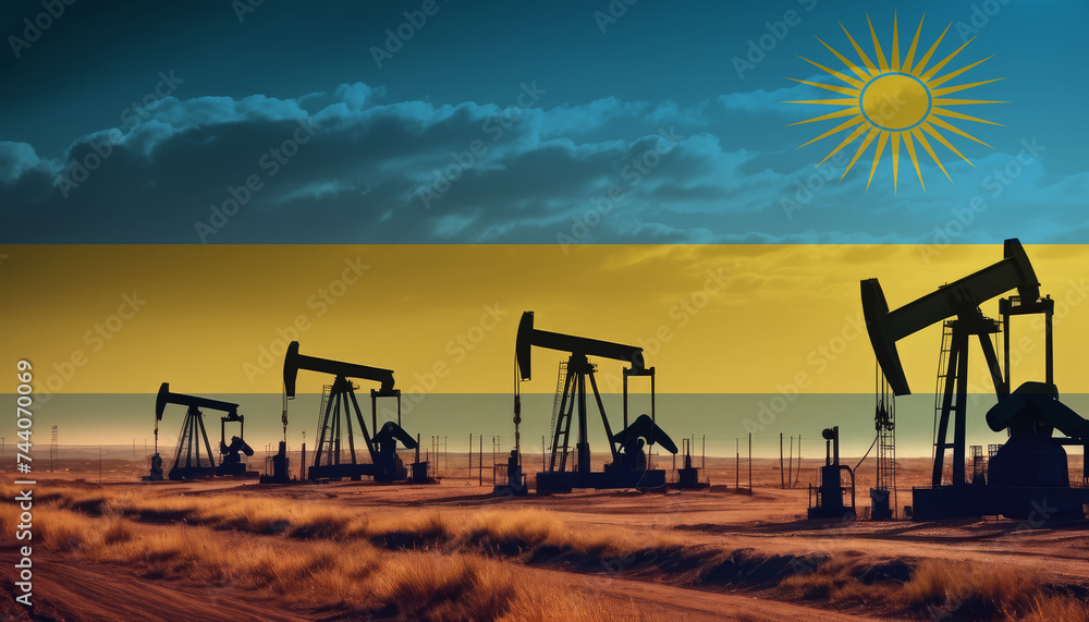 Oil production in the Rwanda. Oil platform on the background of the ...