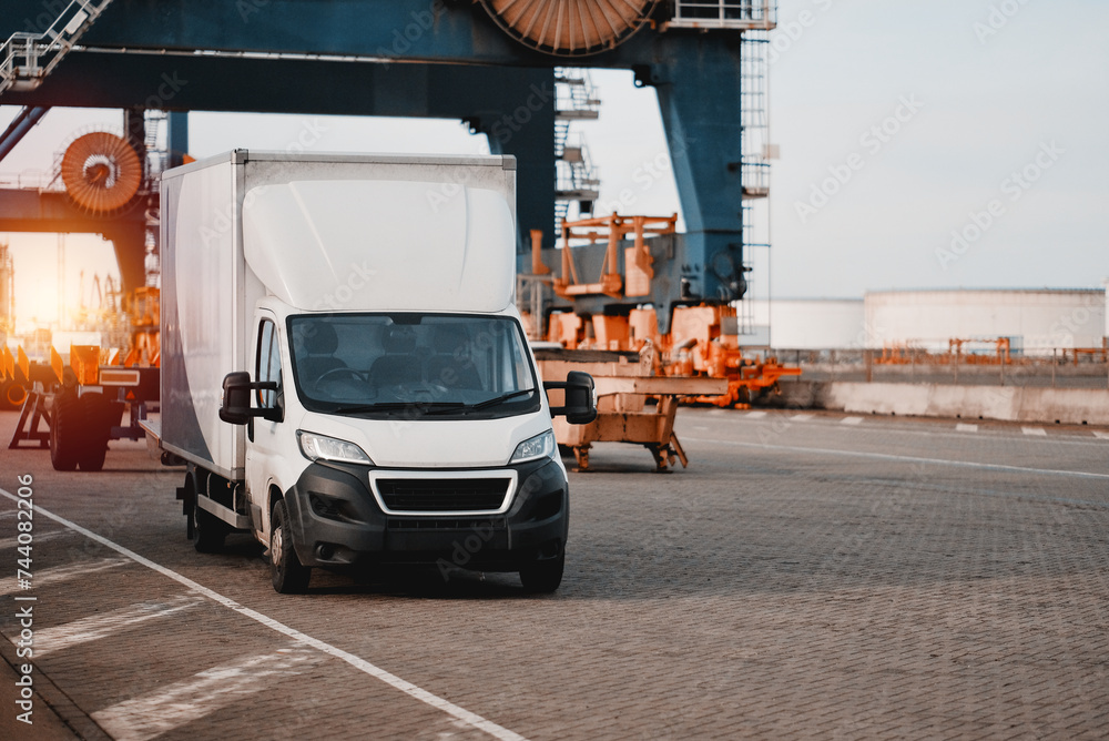 Cargo Truck In The Trade Port. Heavy-Duty Commercial Vehicle For Supply ...