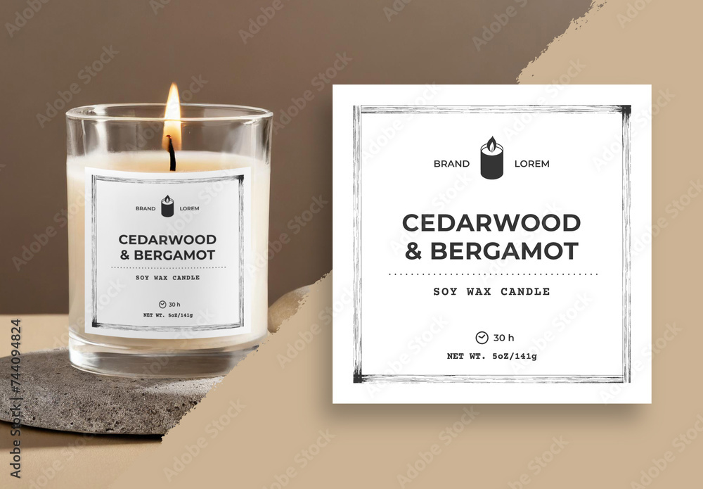 Candle Label Template Layout Vintage Sticker Stock Template | Adobe Stock