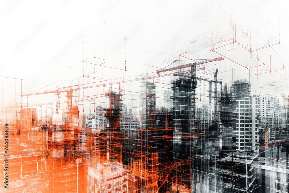 A Picture of a City With Extensive Scaffolding, Overlay of future city ...