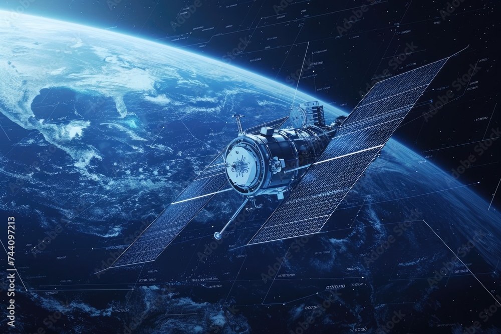 This artists rendering depicts a satellite floating in space ...