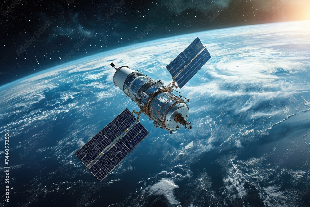 This photo showcases an artists rendering of a space station floating ...