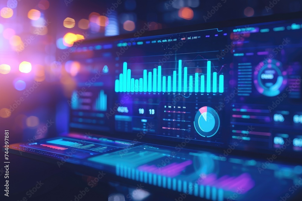 A computer screen showcasing a detailed bar chart with data points and ...
