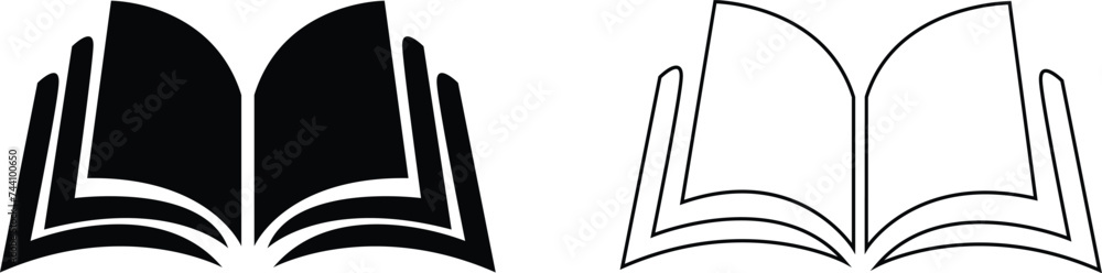 Book icon set. Literature book flat or line black vector collection ...