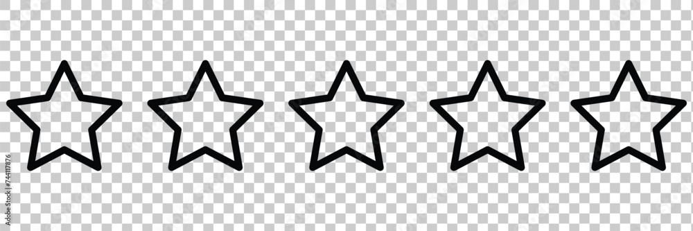 Star icon collection. Blank star vector icons set with shadow. Black ...