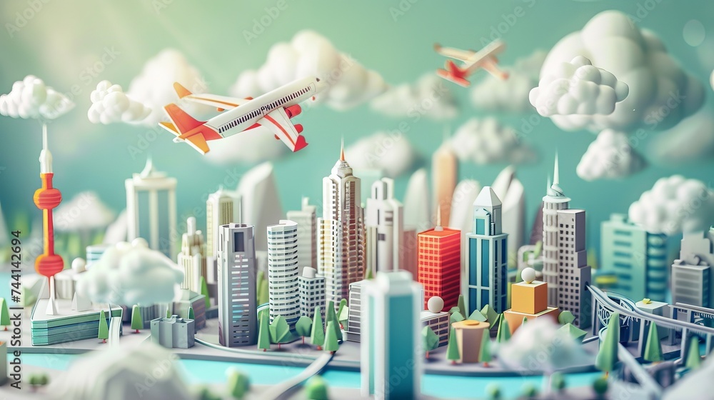 An intricate model city brimming with towering skyscrapers and buzzing ...