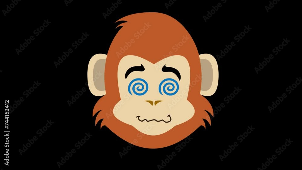 video animation face monkey primate or chimpanzee cartoon with spiral ...