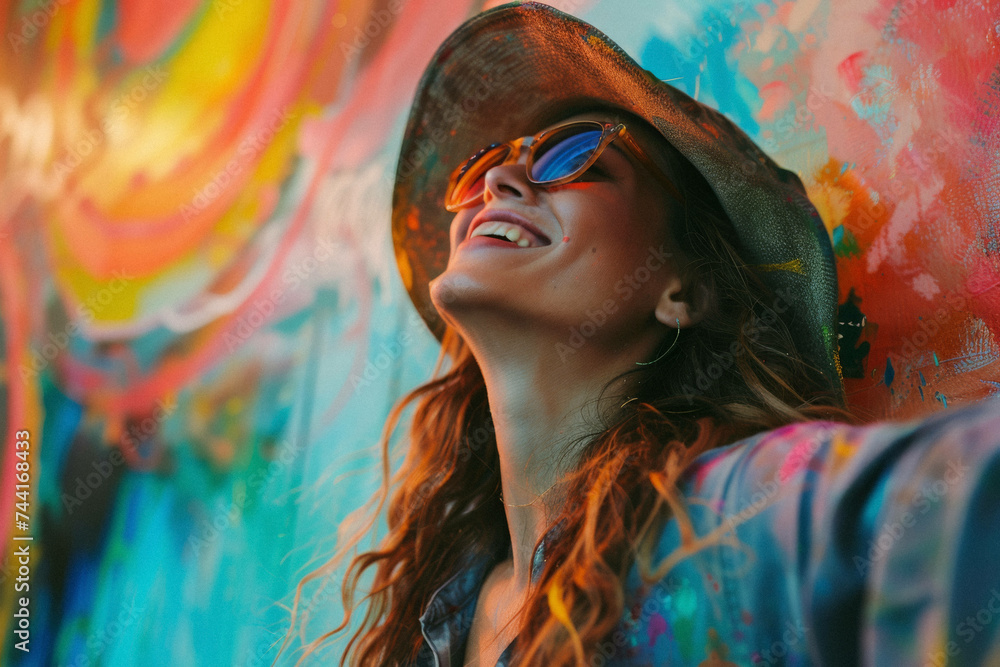 A person using art to convey messages of social justice, painting a ...