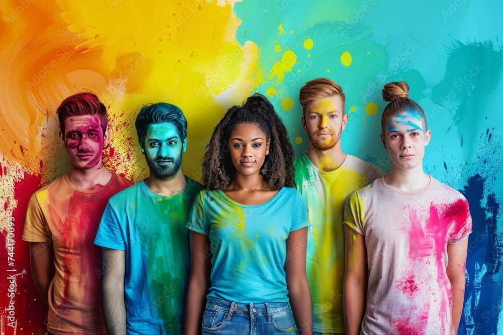 LGBTQ Pride jamboree. Rainbow fuchsia colorful lgbtq+ march diversity ...