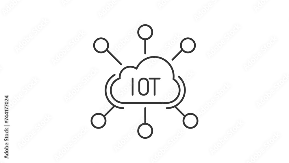 Simple Smart Technology: IoT Concept. Black Outline Vector Illustration ... Simple Smart Technology: IoT Concept. Black Outline Vector Illustration ...