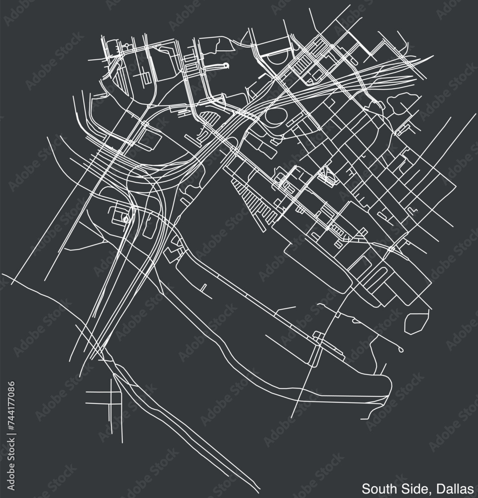 Vetor de Street roads map of the SOUTH SIDE Public Improvement District ...