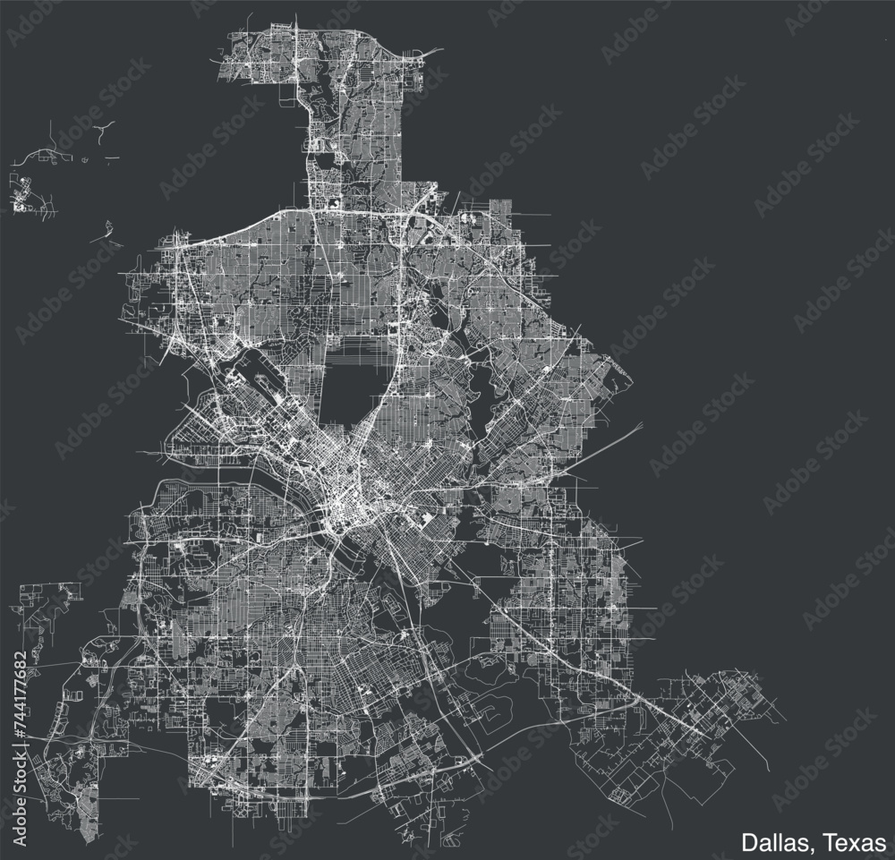 Detailed hand-drawn navigational urban street roads map of the American ...