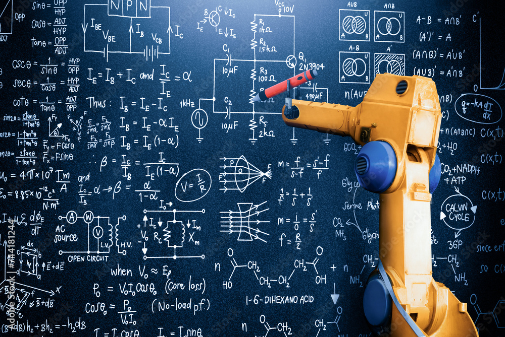 XAI Robot arm AI analyzing mathematics for mechanized industry problem ...