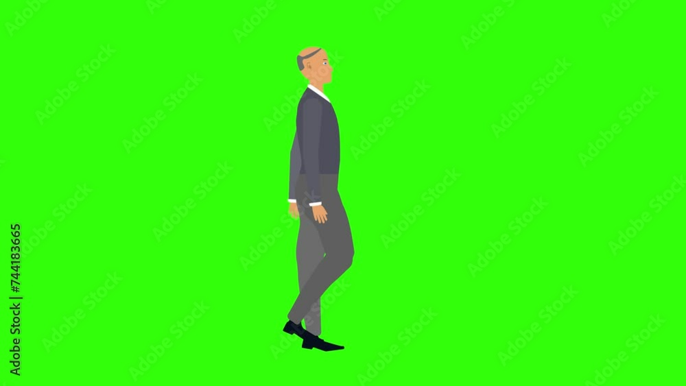 Cartoon Man walking animation, seamless loop on green screen chroma key ...