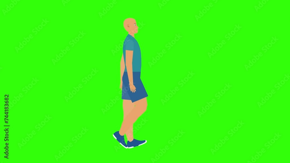 Cartoon Man walking animation, seamless loop on green screen chroma key ...