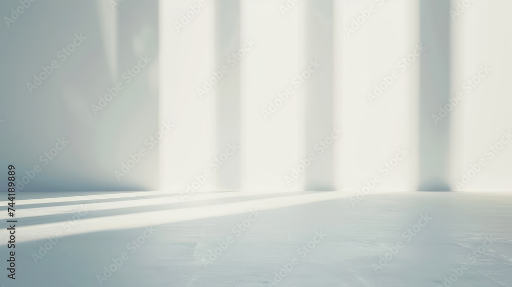 White background featuring a minimalist design and soft silhouette effects cast by window light ...