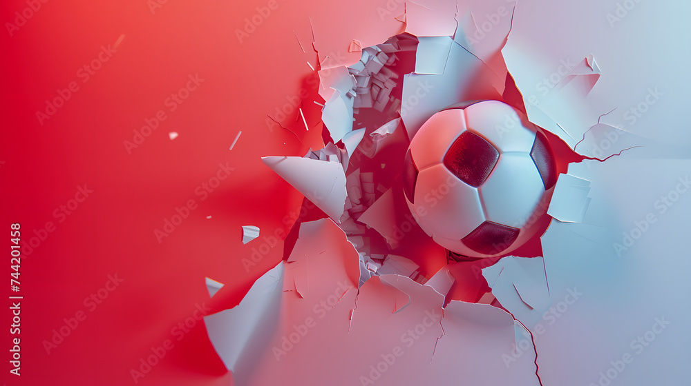 Soccer Ball Breaking Through Barrier Concept Stock Illustration | Adobe ...