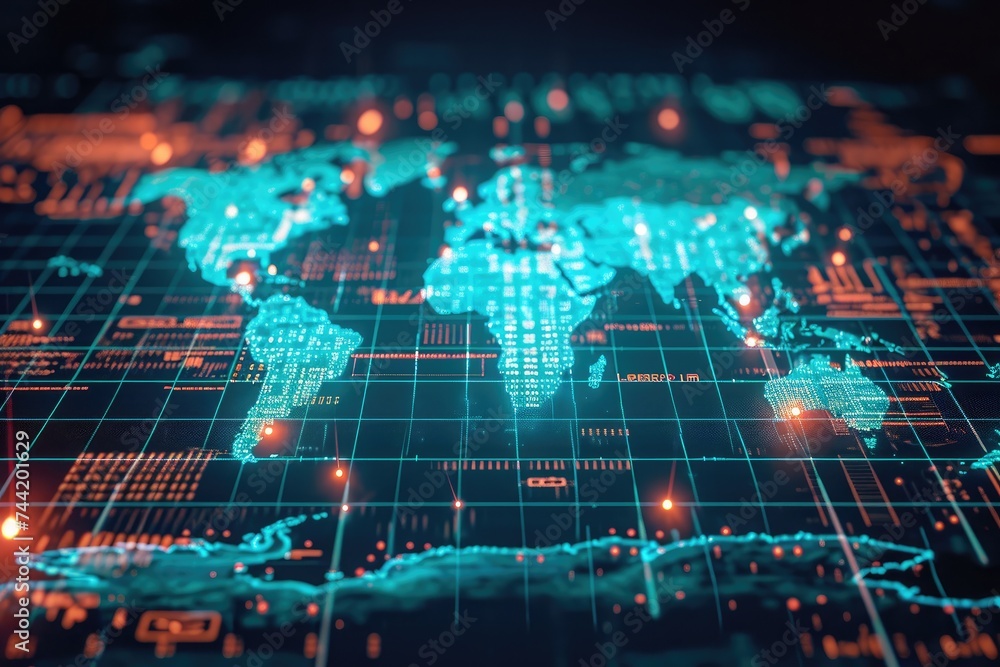 A computer screen showing a detailed map of the world, providing ...