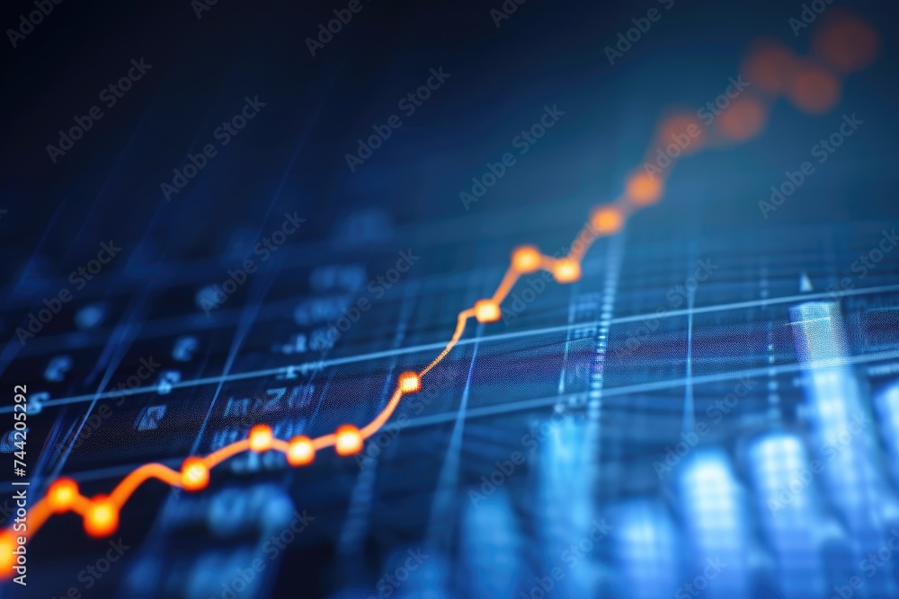 This photo showcases a detailed close-up of a graph displayed on a ...