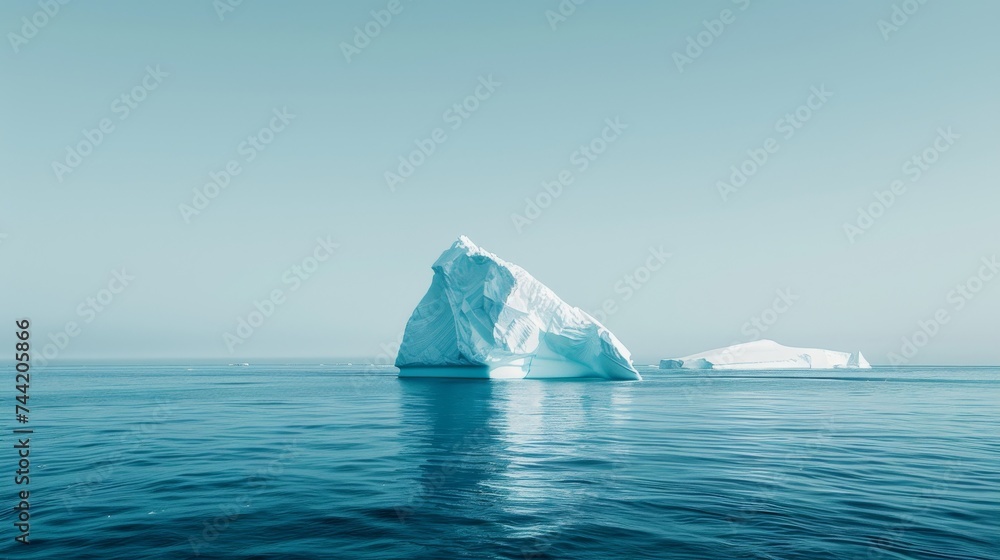 A majestic iceberg stands tall amidst the vastness of the arctic ocean ...