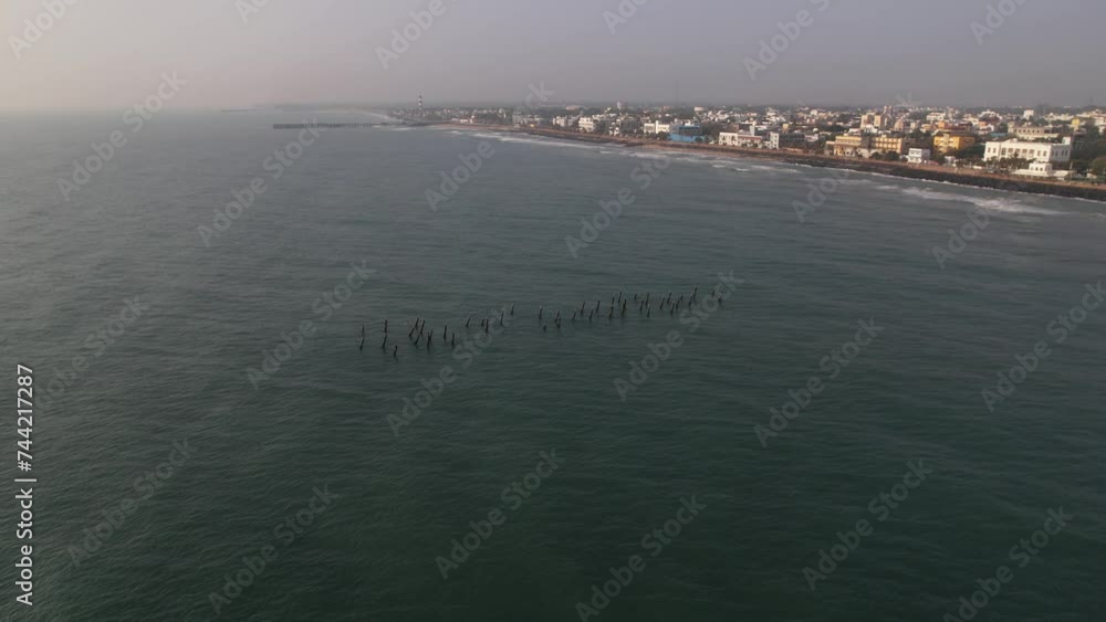 Aerial video of the entire Puducherry city and its coastline, which ...