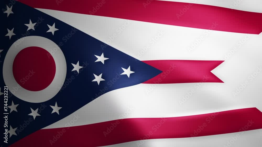 Ohio flag with fabric texture that moves in the wind. Smooth movement ...