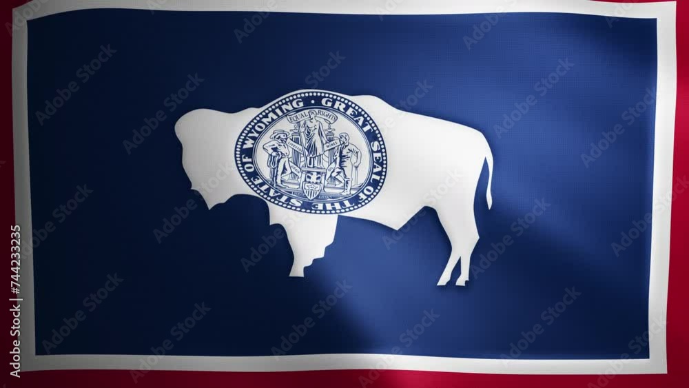 Vidéo Stock Wyoming flag with fabric texture that moves in the wind ...