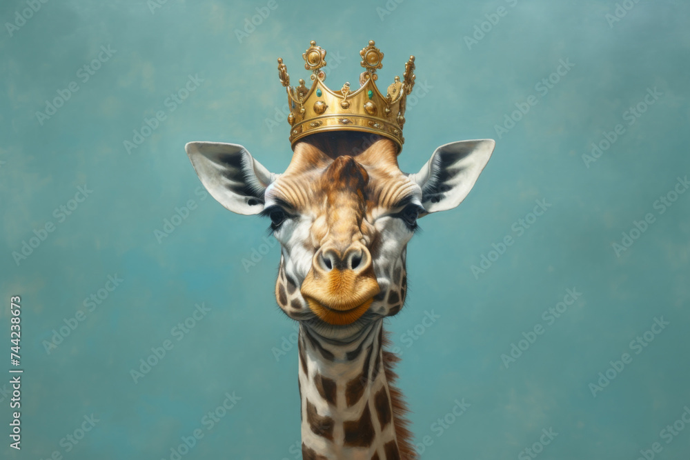 king giraffe in his crown being so serious and self proud Illustration ...