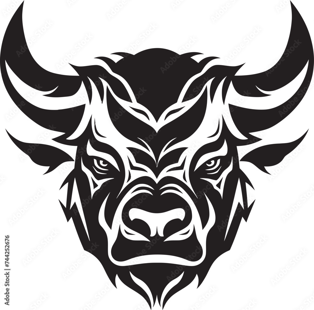 Moo ving Forward with Confidence A Black and White Bull Icon Horn in on ...
